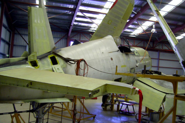 Chance Vought F4U 5N Corsair restoration side view, Darwin NT ...
